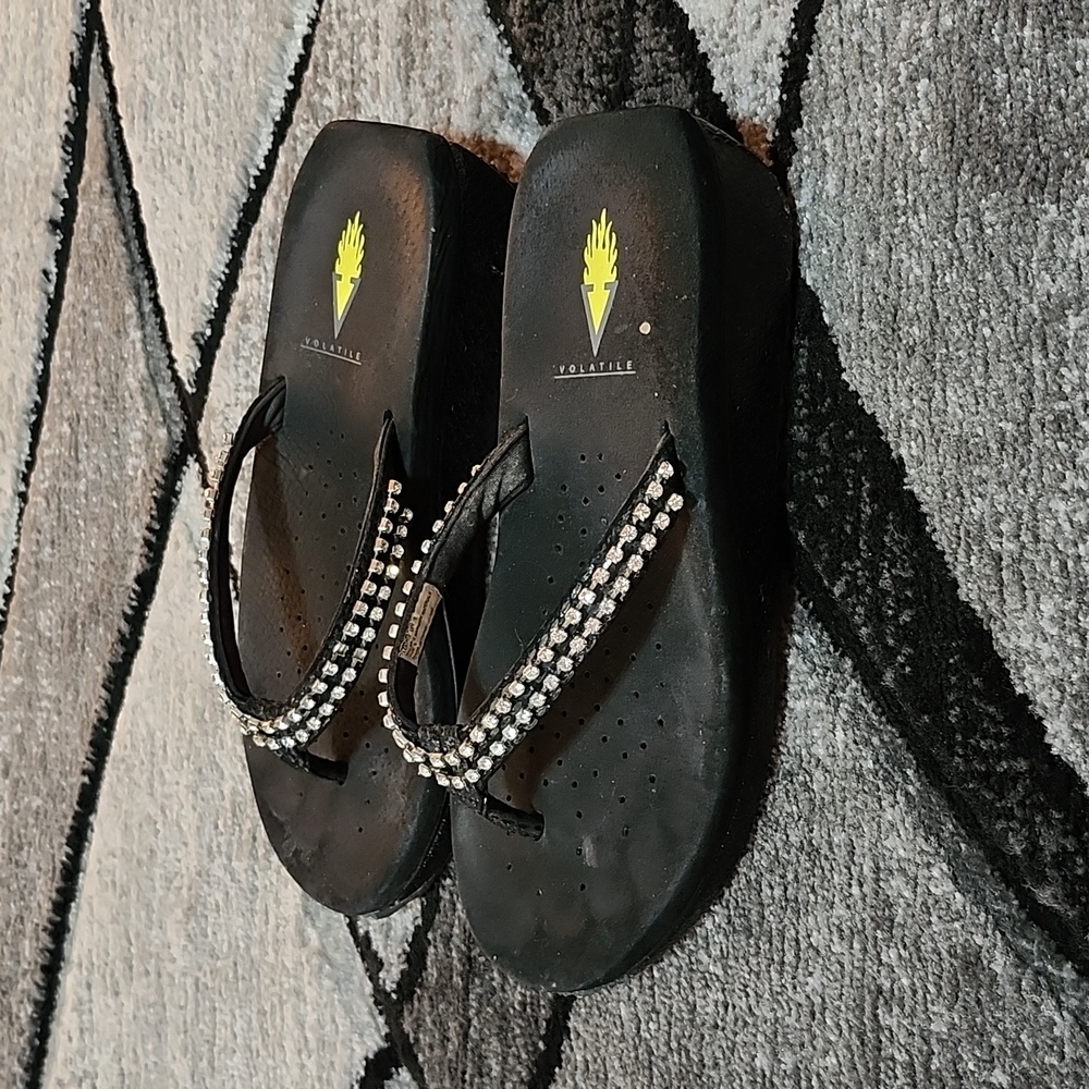 Volatile Valerie Black Faux-Leather Rhinestones Low-W… - Gem